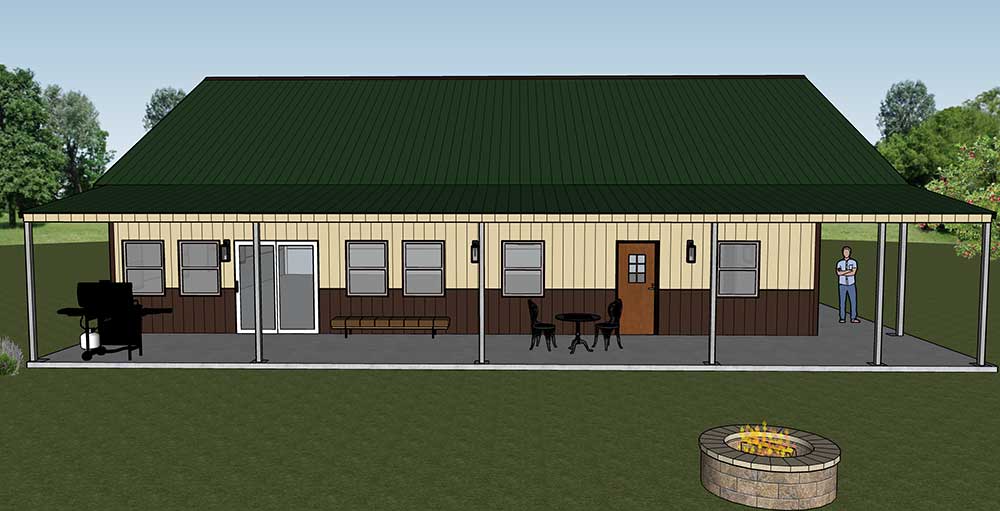 Country Road Barndominium Design : Living Quarters and Lean-To