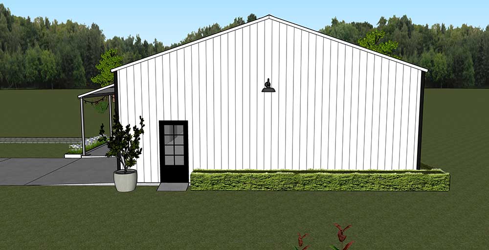 The Gardet Barndominium Design : w/ Roll Up Door Space