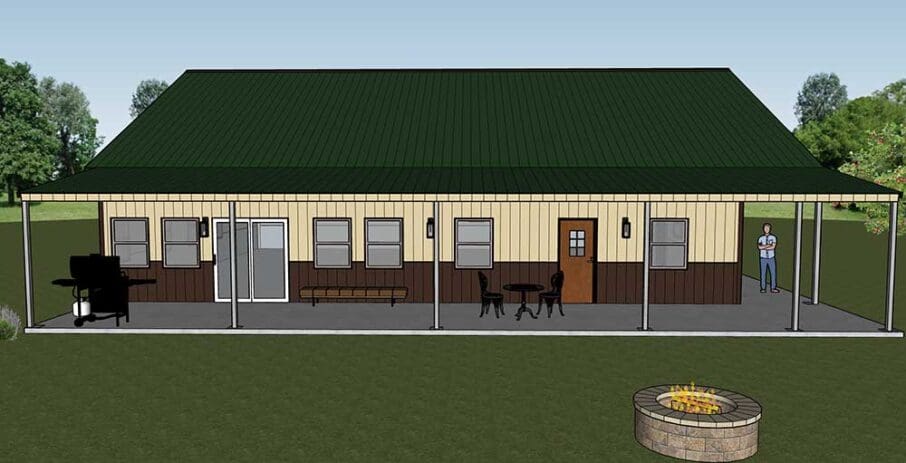 Country Road Barndominium Design : Living Quarters and Lean-To