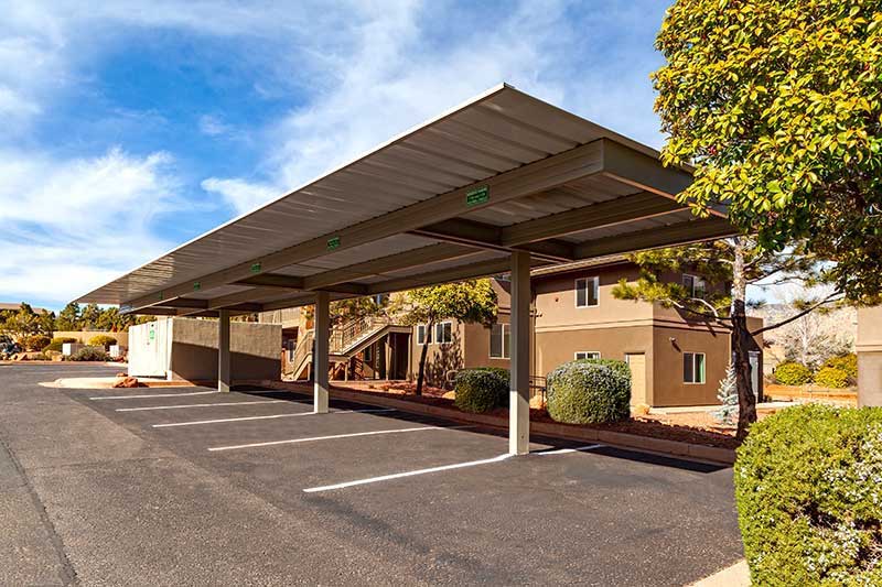 Commercial Carports : Semi-Cantilever