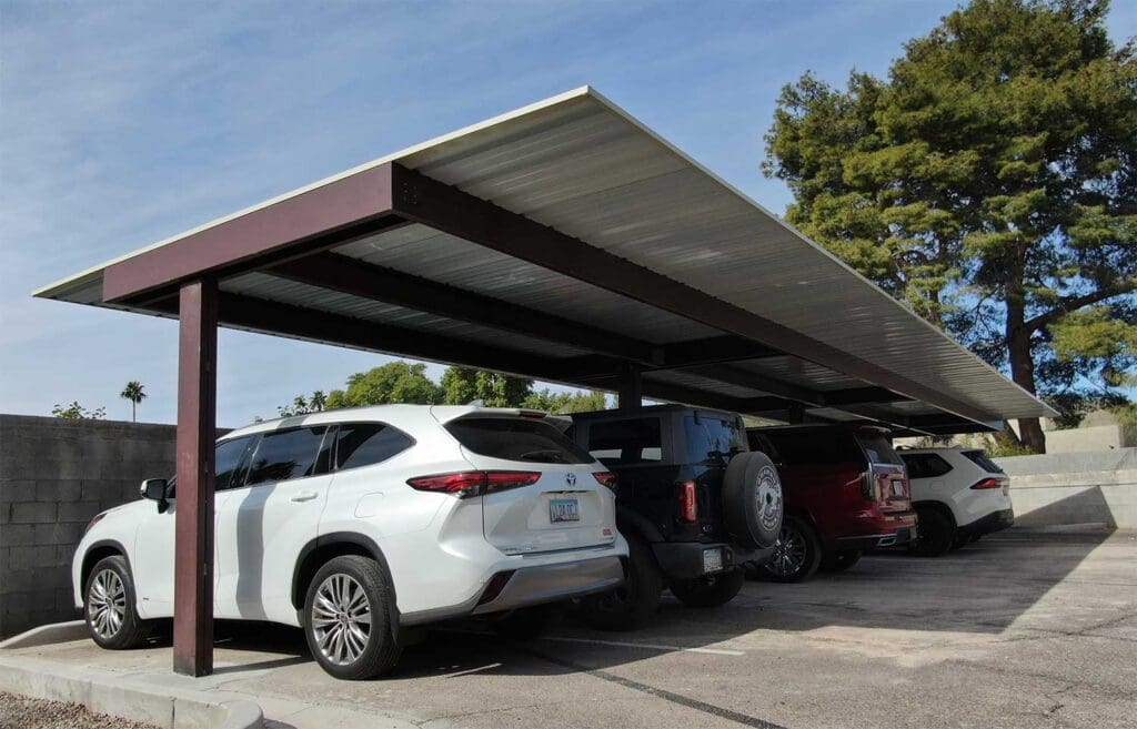 Commercial Carports : Semi-Cantilever